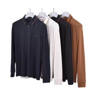 China 100% Cotton Long Sleeve Polo Shirt for Men 280G Anti-Wrinkle Breathable Golf T-Shirt for sale