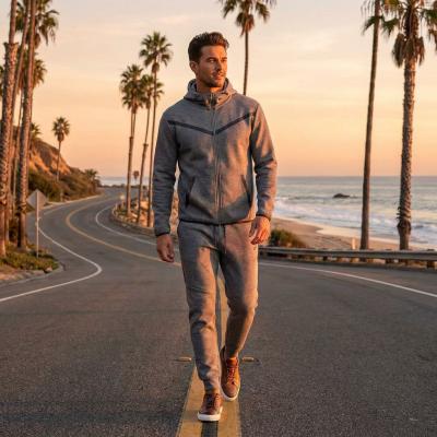 China 360gsm Heavy Cotton Tracksuit Men 2 Piece Set Zip Hoodie Jogger Autumn Winter Streetwear for sale