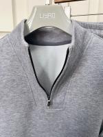 China Men's 380GSM Cotton Blend Fleece Quarter Zip Mock Neck Tracksuit Set Custom for sale