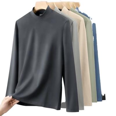 China Men's Casual Long Sleeve Modal Cotton Turtleneck T-Shirt 220gsm Knitted Blank Design for sale
