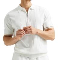 China Custom Men's Short Sleeve Woven Polo Shirt 220 GSM Anti-Pilling Polyester Cotton Solid Casual OEM for sale