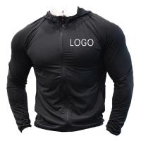 China Men's Hooded Full Zip Up Gym Sports Jacket Breathable Light Track Workout 400g 92 Polyester 8 Spandex for sale