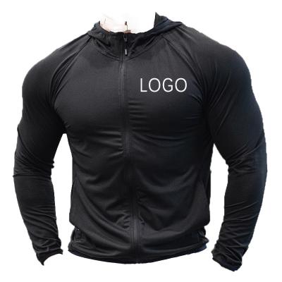China Men's Hooded Full Zip Up Gym Sports Jacket Breathable Light Track Workout 400g 92 Polyester 8 Spandex for sale