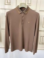 China Luxury Men Long Sleeve Polo Shirt 100% Cotton Contrast Collar Embroidered Logo Business Casual for sale