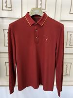 China Luxury Men Long Sleeve Polo Shirt 100% Cotton Contrast Collar Embroidered Logo Business Casual for sale