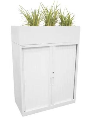 China Tambour Unit Office Metal File Cabinet with Planter Box Top W900xD450xH1850mm 40kg Capacity for sale