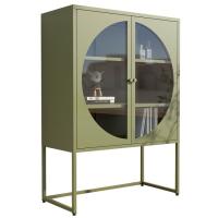 China Modern 2 Glass Door Storage Cupboard Metal Cabinet H1200xW850xD400mm for sale