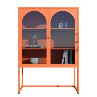 China Home Use Two Swing Door Storage Cabinet Metal Cupboard With 2 Adjustable Shelves for sale