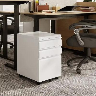 China Knocked Down 3 Drawer Steel Mobile Pedestal Drawers Humanized Anti Dumping for sale