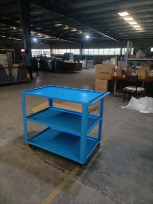 China OEM 3 Tier Metal Utility Rolling Cart Kitchen Storage Trolley 762x458mm 60kg Capacity for sale