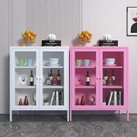 China SPCC Steel Corner Storage Cabinet Double Doors 0.5mm Thickness Custom Color for sale