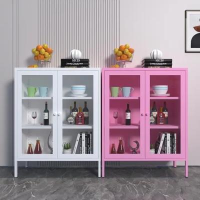 China SPCC Steel Corner Storage Cabinet Double Doors 0.5mm Thickness Custom Color for sale