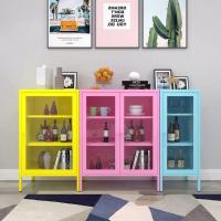 China SPCC Steel Corner Storage Cabinet Double Doors 0.5mm Thickness Custom Color for sale