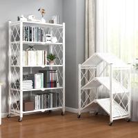 China Living Room Kitchen Telescopic Metal Folding Shelf Rack With Wheels for sale