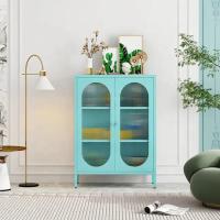 China Glass Door Kitchen Aluminum Steel Sideboard Storage Cabinet With Leg for sale