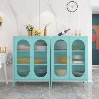 China Glass Door Kitchen Aluminum Steel Sideboard Storage Cabinet With Leg for sale