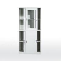 China 40mm Glass 1850*900*400mm 2 Door File Cabinet for sale