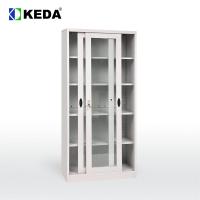 China 45Kgs Loading Capacity Steel File Rack Cupboard with Sliding Glass Doors W900xD400xH1850mm for sale