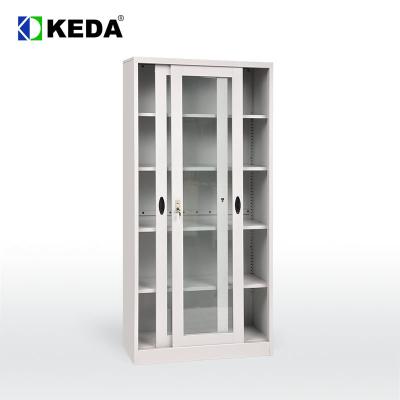 China 45Kgs Loading Capacity Steel File Rack Cupboard with Sliding Glass Doors W900xD400xH1850mm for sale