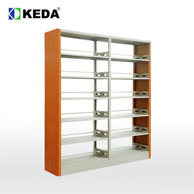 China Double Side Bookshelf H200cm W180cm 50kg Capacity Steel Storage Shelf with Wooden Panels for sale
