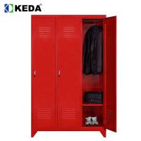 China Knocked Down 3 Door Steel Locker W1200xD500xH1800mm 0.194 CBM Red for sale