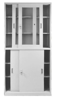 China Glass Sliding Door Steel Filing Cabinet KD-041 W900 D400 H1850mm 0.208 CBM for sale