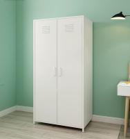 China White Metal Wardrobe Cabinet 900mm Width with Feet 1850mm Height 2 Shelves for sale