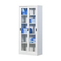 China Sliding Glass Two Door 4 Layers Steel Filing Cabinet H1850mm W900mm D400mm for sale