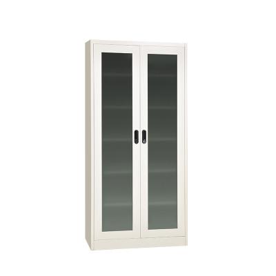 China Double Glass Steel Filing Cabinet H1850mm 2 Door Adjustable Shelf 0.6mm for sale