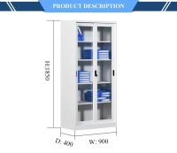 China 2 Door Glass Swing Door Steel Filing Cabinet H1850xW900xD400mm SPCC Cold Rolled Steel for sale