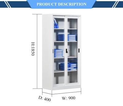 China 2 Door Glass Swing Door Steel Filing Cabinet H1850xW900xD400mm SPCC Cold Rolled Steel for sale