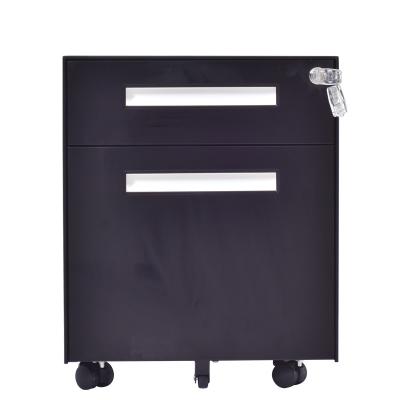 China KD Structure Office File Storage Cabinet Black 2 Drawer Mobile Pedestal for sale