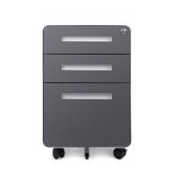 China Round Edge 3 Drawer Metal Storage Grey Movable Cabinet for sale