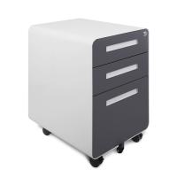 China Round Edge 3 Drawer Metal Storage Grey Movable Cabinet for sale