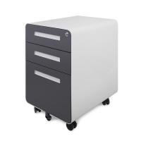 China Round Edge 3 Drawer Metal Storage Grey Movable Cabinet for sale