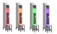 China Single Door Wire Mesh Inclined Top Metal File Locker with Bench H1800xW380xD420mm for sale