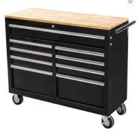 China Metal Hand Tools Cabinet Wooden Workbench 9 Drawers Tool Trolley Cart W460xD620xH1331mm for sale