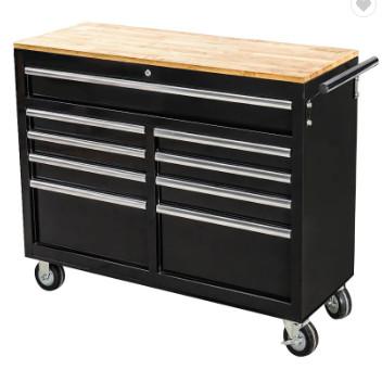 China Metal Hand Tools Cabinet Wooden Workbench 9 Drawers Tool Trolley Cart W460xD620xH1331mm for sale