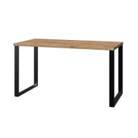 China Modern Wooden Office Desk with Black Metal Frame 80-160cm Length Computer Table for sale