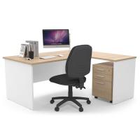 China Metal L Shaped Office Desk with Locking Drawer 120x60x75 cm E1 Particle Board for sale