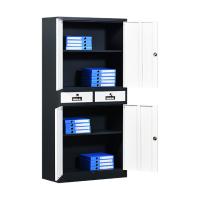 China Metal Office Steel Storage Cupboards With Middle Two Drawers for sale
