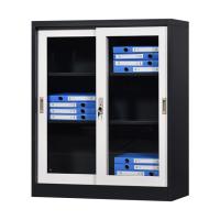 China Low Height Half Sliding Glass Door Office Cupboard With File Storage for sale