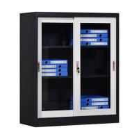 China Low Height Half Sliding Glass Door Office Cupboard With File Storage for sale
