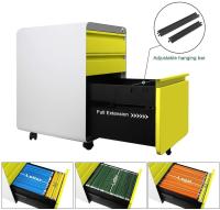 China Round Edge 3 Drawer Metal Mobile File Cabinets With Lock for sale