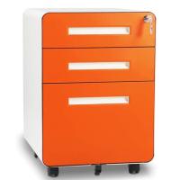 China Round Edge Steel 3 Drawer Mobile Pedestal File Cabinet H600mm W400mm D500mm for sale