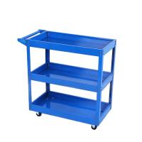 China 3 Layer Metal Steel Rack With Rolling Wheels Adjustable Storage Shelves for sale