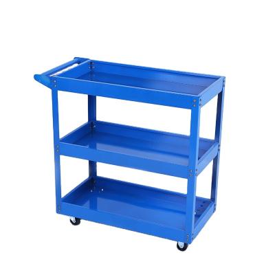 China 3 Layer Metal Steel Rack With Rolling Wheels Adjustable Storage Shelves for sale
