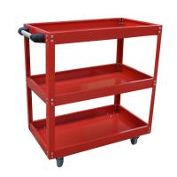 China 3 Layer Metal Steel Rack With Rolling Wheels Adjustable Storage Shelves for sale