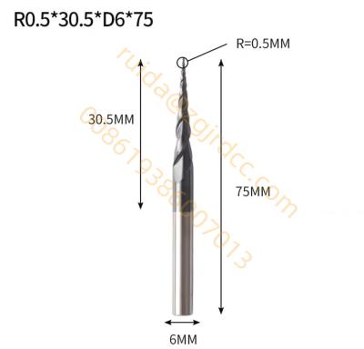 China 60HRC End Milling Cutter Carbide Ball Nose End Mills With 2 Flutes for sale