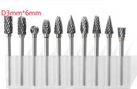 China 10pcs Tungsten Carbide Rotary Burr Set 6mm Burr Diameter With 3mm Diameter Shank for sale